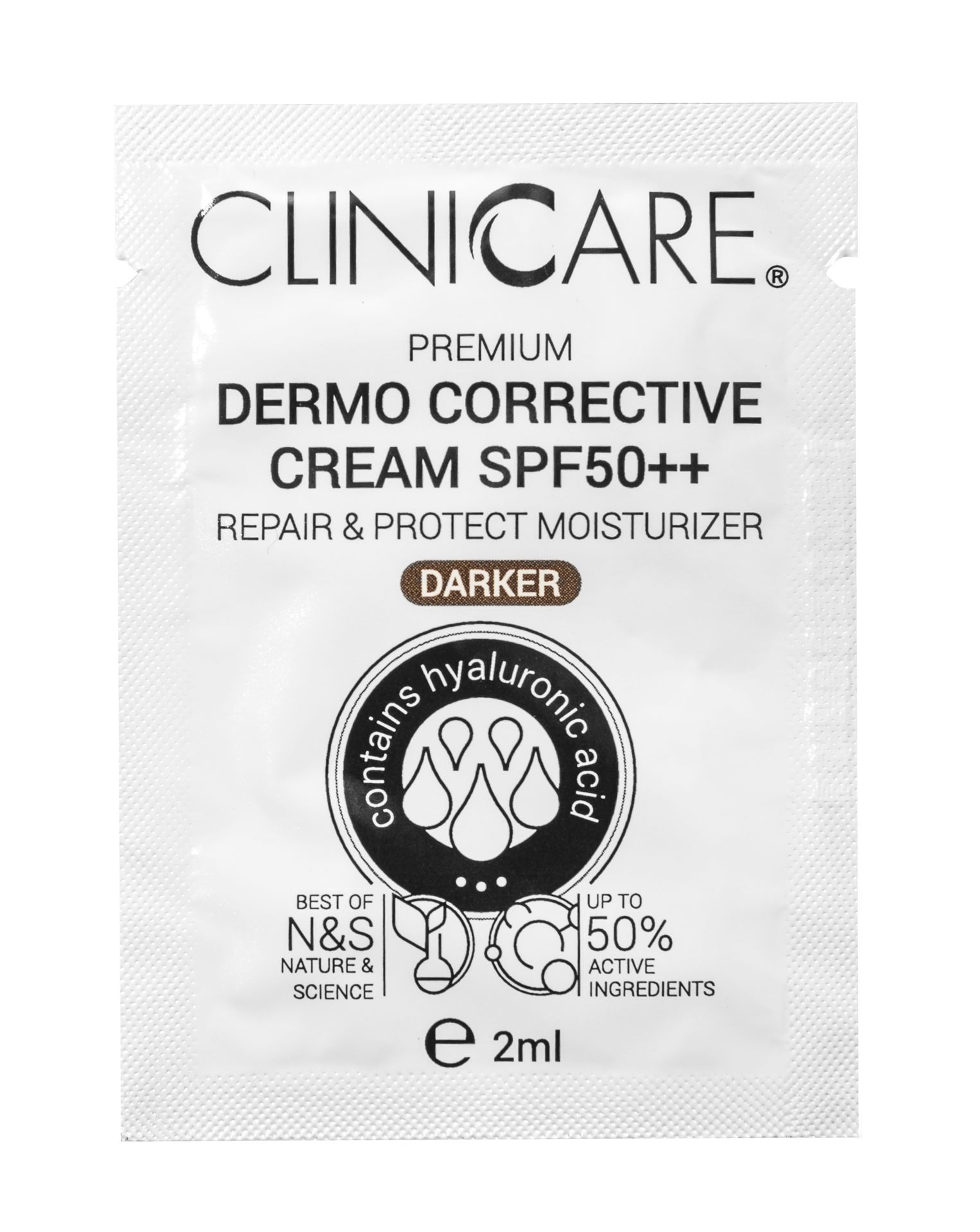 CLINICCARE Premium Dermo Corrective Cream Darker (SPF50), 2ml sachet ...